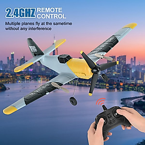 OMNANGO RC Plane 3 Channel BF-109 Airplane,2.4GHz 6-axis Gyro Stabilizer RTF Glider Aircraft Plane or Beginners Adults Kids with Xpilot Stabilization System Fighter