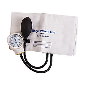 MABIS Disposable Sphygmomanometer Manual Arm Blood Pressure Cuffs, Single Use, Adult, Box of 5, White, 5 Count (Pack of 1)