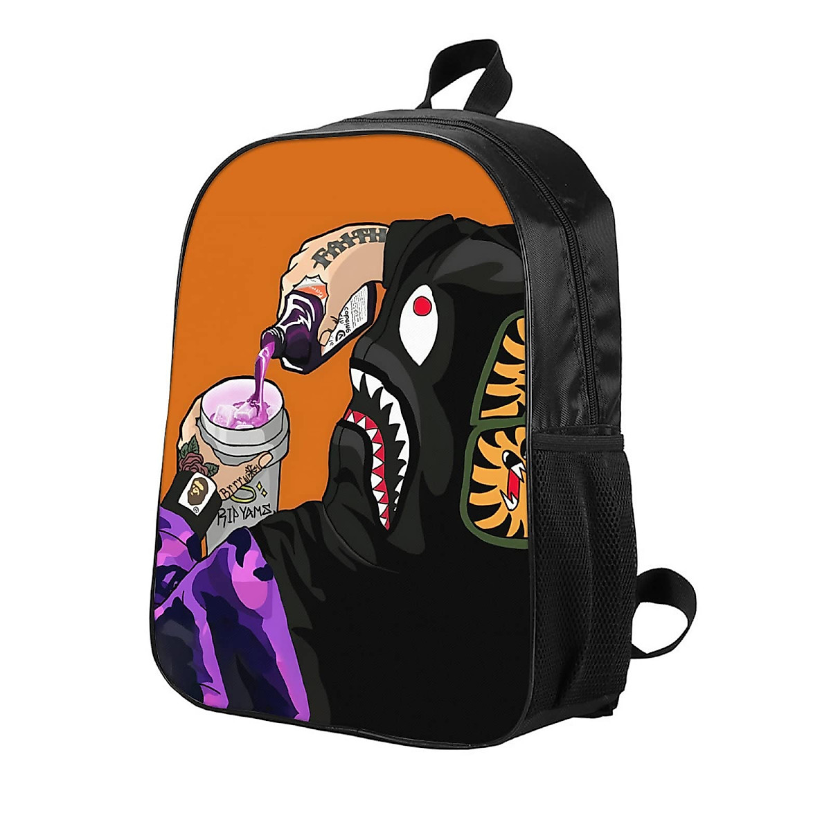RDXLAYIV Shark School Backpack Set Durable Travel Bag Gifts Laptop Bag with Lunch Box Daypacks Kids Backpacks for Boys and Girls,orange
