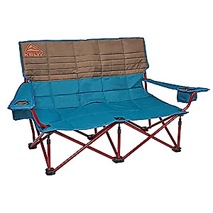 Kelty Low Loveseat with Adjustable Height Arm Rest,Cup Holders for Camping, Alloy Steel, Deep Lake