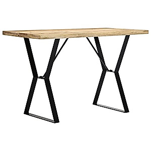 Tidyard Dining Table 47.2 x 23.6 x 29.9 Inch Solid Mango Wood Wooden Dinner Table Iron Legs Brown for Kitchen, Bistro, Home Furniture
