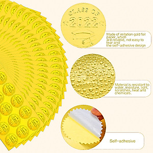 240 Pcs Embossed Graduation Cap Diploma Gold Certificate Seals Class of 2022 Foil Envelope Seal Stickers Gold Graduation Seals Decoration Labels for Envelopes Diplomas Certificates Graduation, 2 Inch