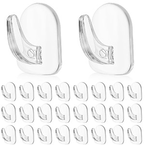 30PCS Clear Adhesive Hooks Wall Hooks Christmas Window Hanger Ring Hanger, Transparent Reusable Small Acrylic Sticky Hangers with Non Marking Sticker for Home Kitchen Bathroom Bedroom Office Use