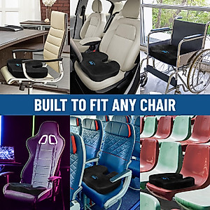 Everlasting Comfort Seat Cushion for Tailbone Pain Relief - Office Chair Cushion w/Premium ComfortFoam™ for All-Day Sitting Support - Coccyx, Sciatica Pain Relief Pillow for Desk Chair, Car Seat