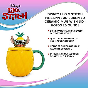 Disney Lilo & Stitch Pineapple 3D Sculpted Ceramic Mug With Lid | Holds 20 Ounce