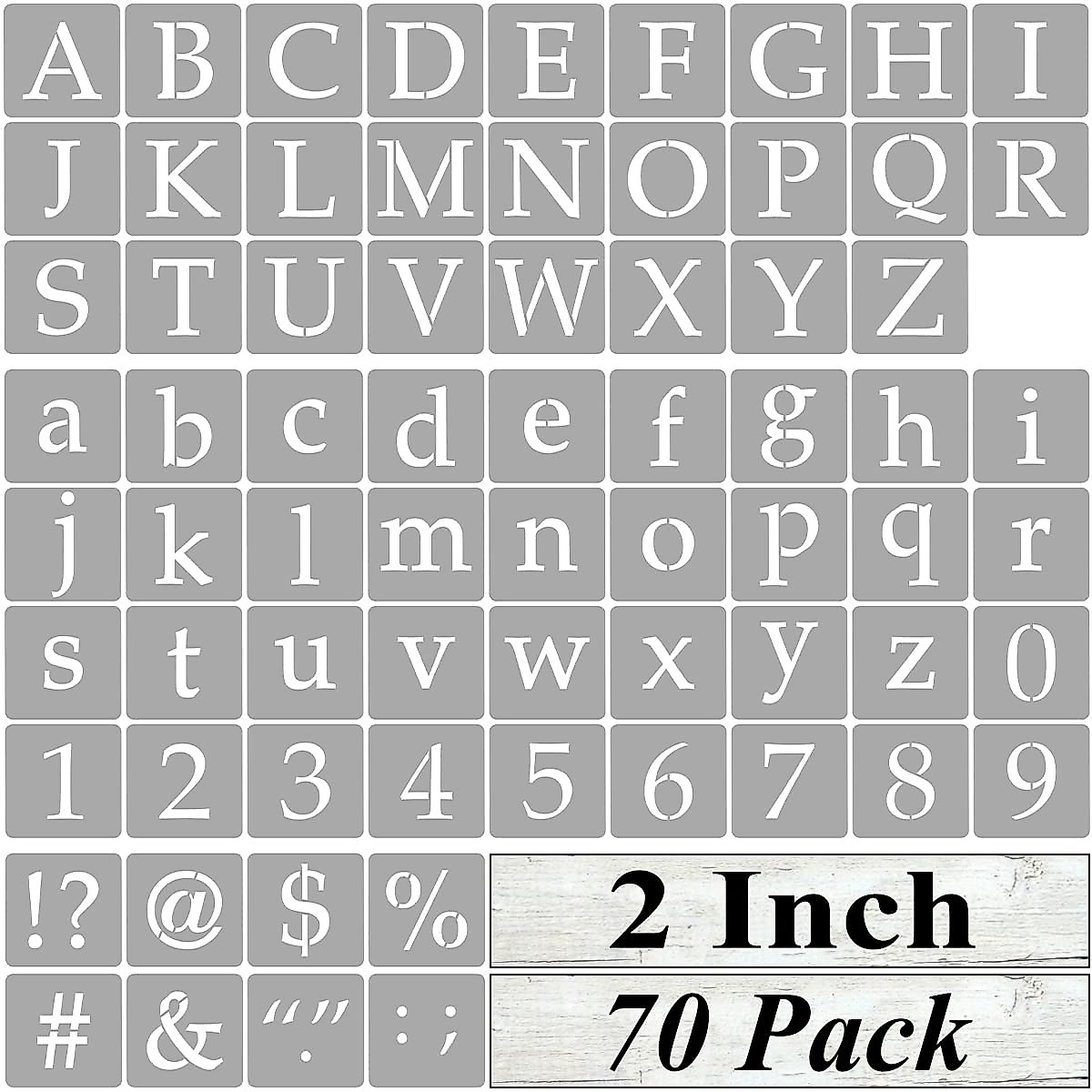 2 Inch Alphabet Letter Stencils for Painting - 70 Pack Letter and Number Stencil Templates with Signs for Painting on Wood, Reusable Letters and Numbers Stencils for Chalkboard Wood Signs & Wall Art