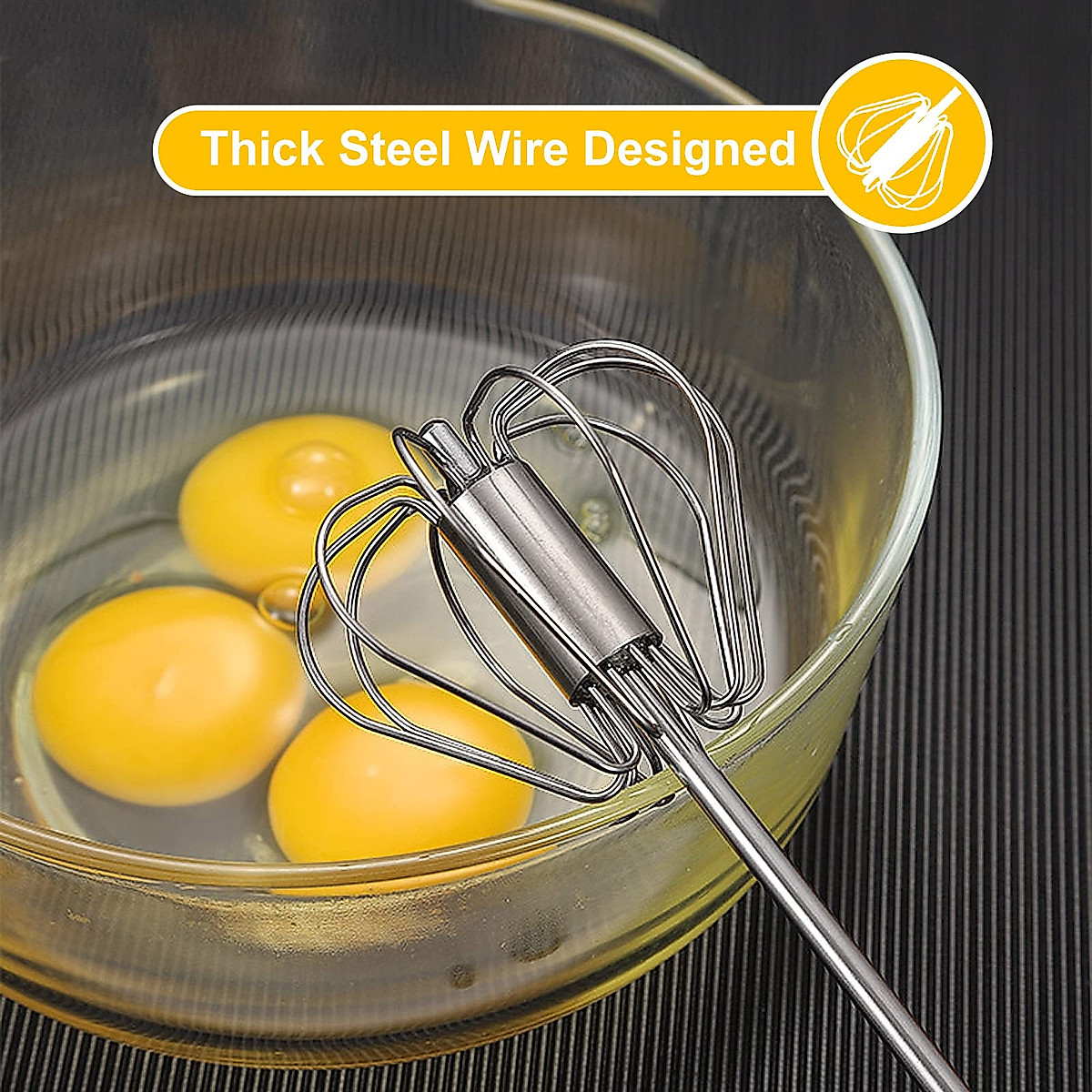 Egg Whisk,2 Pack Stainless Steel Home Kitchen Tool, Hand Easy Whisk Egg Beater Manual Mixer Blender for Whisking, Beating & Stirring (14 Inch and 10 Inch)