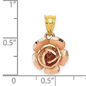 The Black Bow 14k Rose and Yellow Gold 12mm Rosebud Pendant