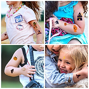 FuraHa Halloween Tattoos for Kids, 160 pcs Halloween Temporary Tattoos including 70 Glow in the Night or Dark Halloween Trick or Treat Ghost Monster Pumpkin Tattoos