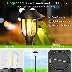 ILANCK 10 Pack Solar Pathway Lights Outdoor Waterproof, Dusk to Dawn Auto On/Off LED Garden Lights, Easy Installation Landscape Lighting for Yard Garden Lawn Driveway