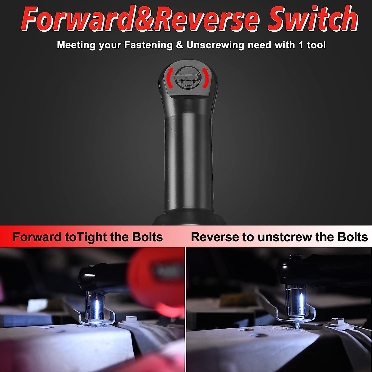 AOBEN 3/8" 40 Ft-lbs Cordless Electric Ratchet Wrench Kit with Variable Speed, Lithium Batteries