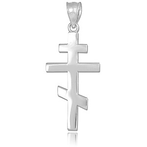 Religious Jewelry 925 Sterling Silver Plain Russian Orthodox Cross Pendant