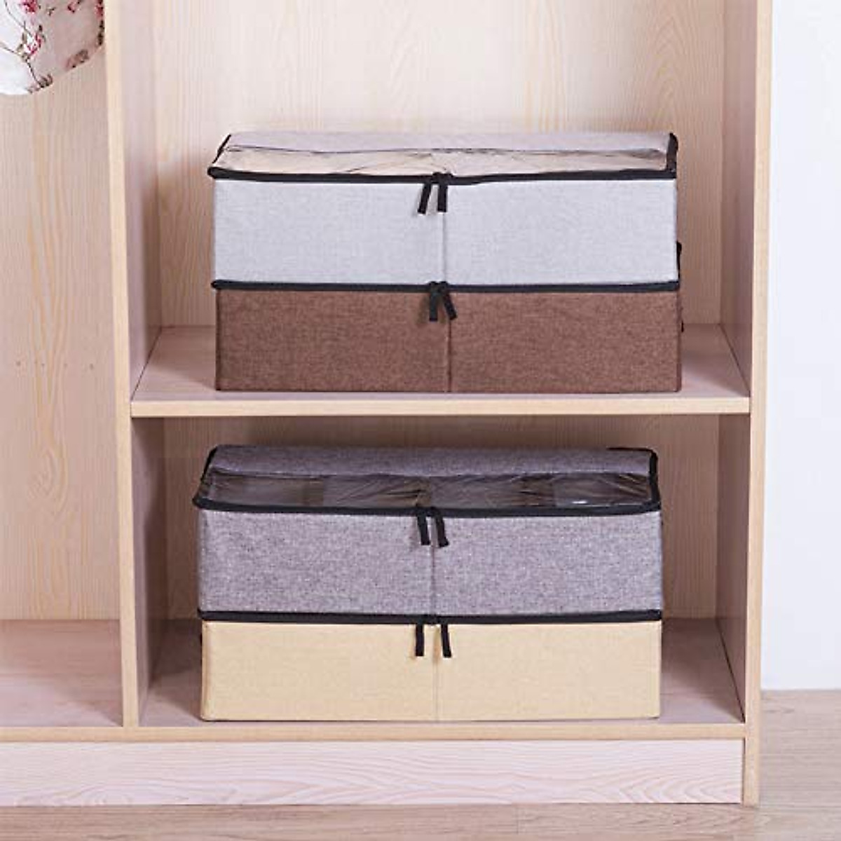 Shoe Storage Organizer,Underbed Shoe Storage Box,Transparent Box for Shoes,Underwear,Clothes,Boot Storage Organizer,Darkgrey