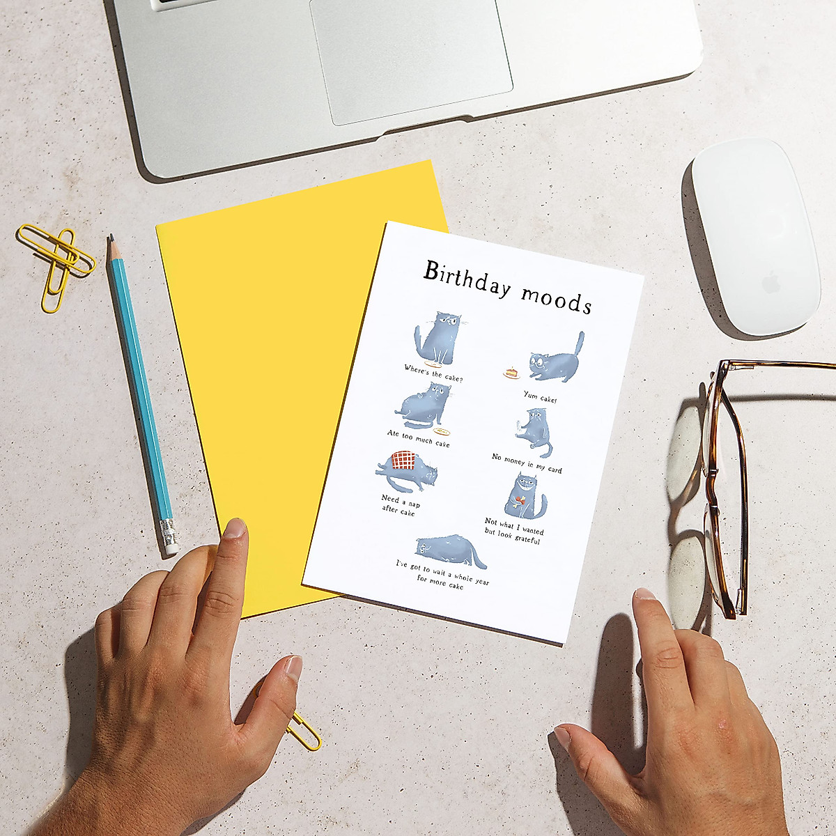 Huxters Funny Birthday Card – A5 Cat Birthday Card with Included Envelope – Unique Hand Illustrated Design – Ultra-Thick Recyclable Paper – Ideal Mother Birthday Card, Best Friend, Cat Lovers…