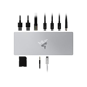 Razer Thunderbolt 4 Dock: 10 Ports in 1 - Dual 4K or Single 8K Output - USB A and C Hub, 2.5 GbE Thunderbolt 3, Mac, and PC Compatible - Thunderbolt 4 Certified - Passthrough Charging - Mercury White
