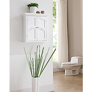 Teamson Home Versailles Removable Wooden Wall Cabinet with 2 Shelves, White