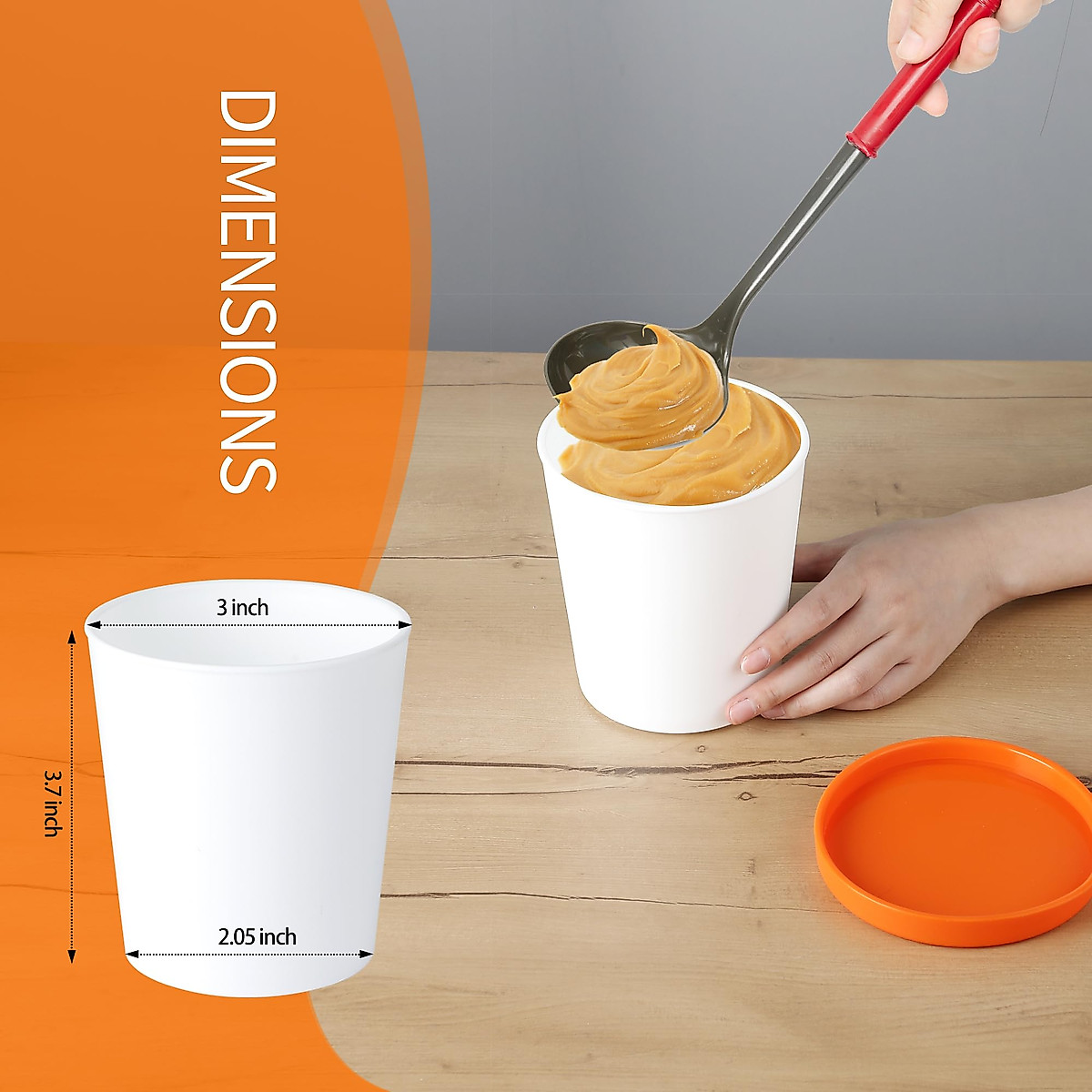 Mini Homemade Ice Cream Containers - 6 Pack Reusable 8Oz Leak-Free Silicone Lid Set