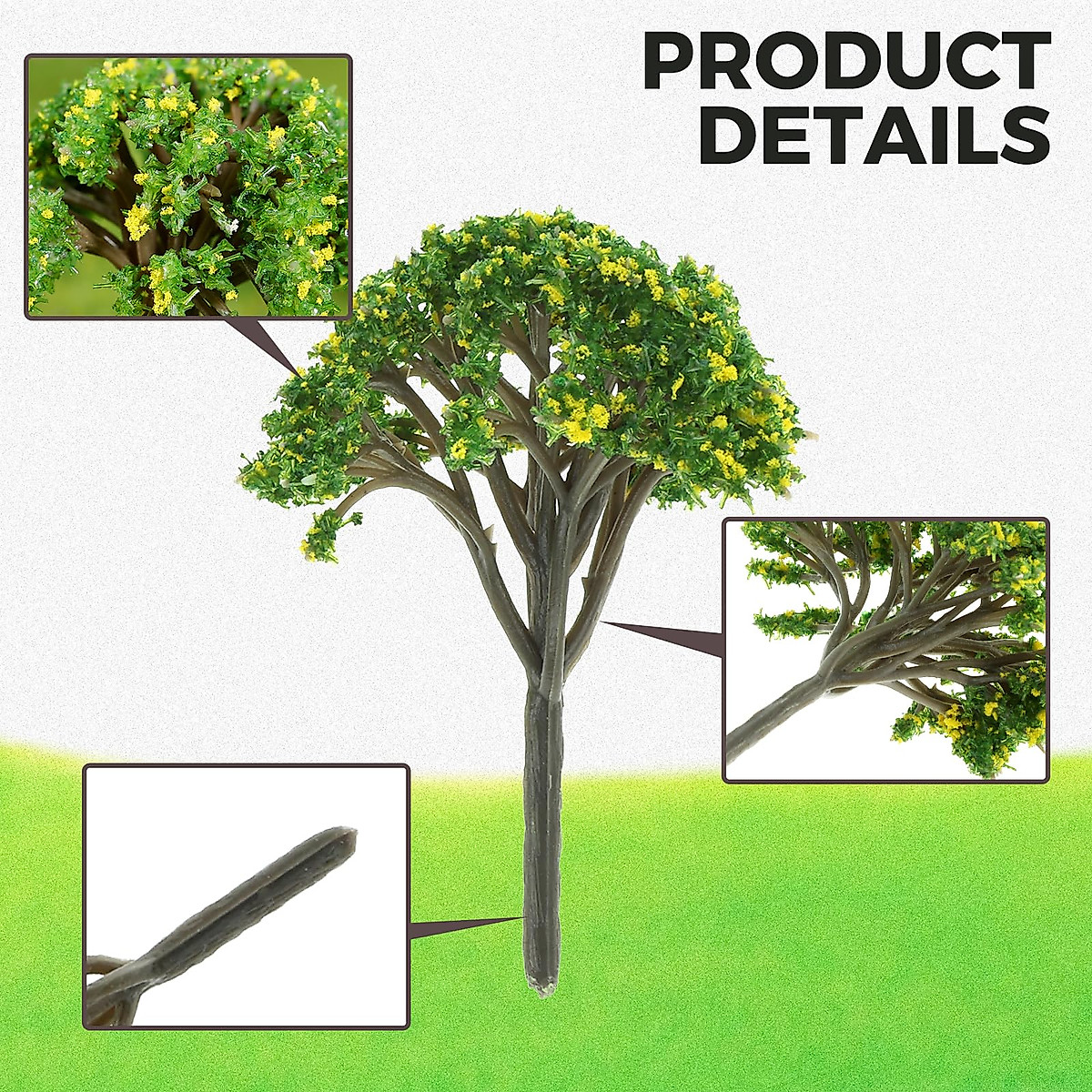 Yetaha 20PCS Mini Fairy Garden Model Trees, Miniature Plant Ornament Models Green Diorama Supplies for DIY Craft Train Landscape Railroad Scenery Sand Military Layout Model War Gaming Terrain