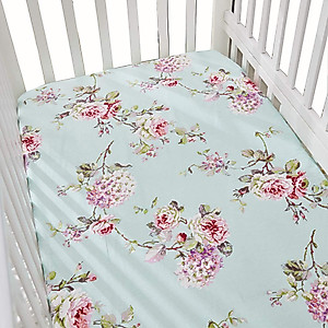 Brandream French Country Crib Bedding Set for Girls | 3 Piece Floral Nursery Set | Ruffled Baby Comforter, Crib Sheet, Crib Bed Skirt Included