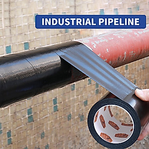 TAPEBEAR Corrosion Protection Pipe Tape, 10mil Pipe Wrap Tape for Drain Pipe, Metal Electrical Outdoor Underground Pipe, Waterproof PVC Black Tape Thicker for Hose Leak Proof, 4Inch x 33Yard