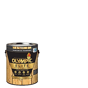 Olympic Stain Elite Wood Stain Woodland Oil Transparent Stain and Sealant in One Low VOC, Natural, 1 Gallon (434266)
