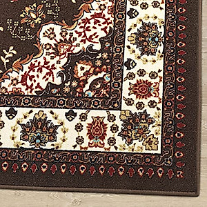 Antep Rugs Alfombras Oriental Traditional 8x10 Non-Skid (Non-Slip) Low Profile Pile Rubber Backing Indoor Area Rugs (Brown, 7'10" x 10')
