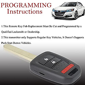 Key Fob Remote Replacement Fits for Honda Fit 2015 2016 2017 2018 2019 2020/Crosstour 2013-2015/CR-V 2014-2016 MLBHLIK6-1T Keyless Entry Remote Control 35118-TY4-A00(Pack of 1)