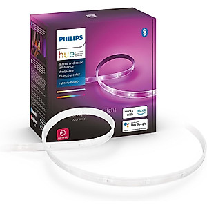 Philips Hue Lightstrip Plus (2m/6ft Base Kit with Plug), Works with Amazon Alexa, Apple Homekit and Google Assistant, Bluetooth Compatible, Single Color Effect