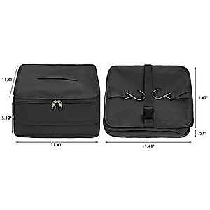 Surblue Hanging Closet Storage Bag Collapsible 3-Shelf Washable Oxford Fabric with 2 Hooks (L 11.41 * 11.41 * 19.68in, Black)