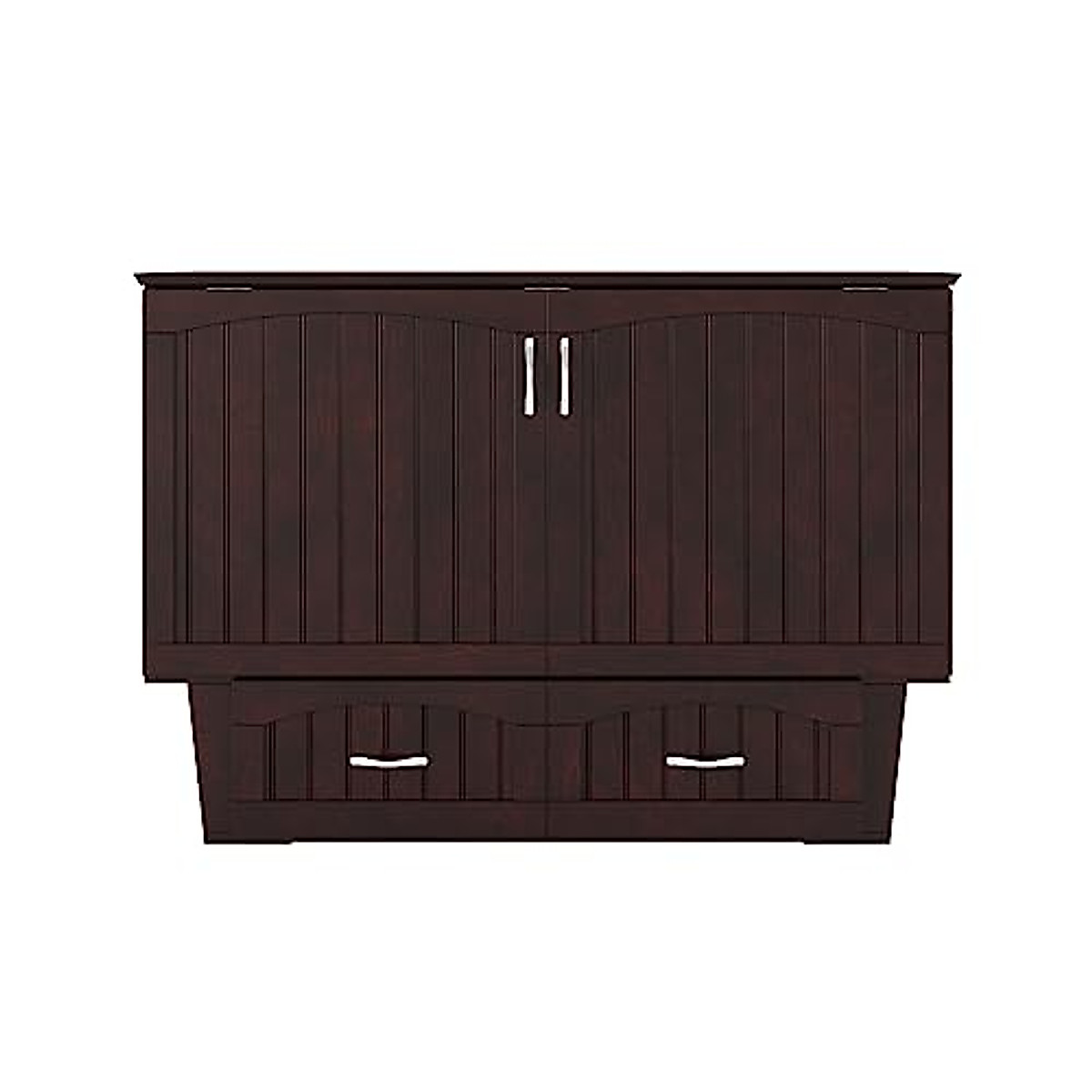 AFI, Nantucket Murphy Bed Chest with 6 inch Memory Foam Folding Matttress, Built-in Charging Station and Storage Drawer, Full, Espresso