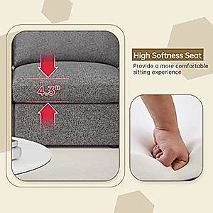 FDW Modular Sectional Sofa Couch,L Shaped Sofa Couch Convertible Sofa 4-Seat Sofa with Ottoman for Living Room Bedroom Office,Gray