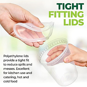 Deli Soup Quart Containers with Lids [32 Oz - 48 Pack], Plastic Food Freezer Storage Containers with Lids, Disposable Heavy Duty Microwavable Airtight To Go Takeaway Take Out Containers Cups With Lids