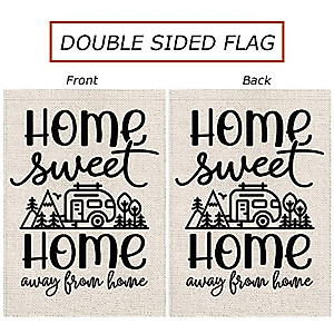 Camping Sweet Home Garden Flag Away from Home Camper Vertical Burlap Double Sided Farmhouse Outdoor Decorations Yard Lawn Decor 12.5 x 18 Inch