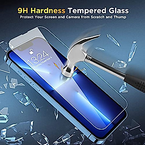 NatuBeau 3 Pack Screen Protector Compatible with iPhone 13 Pro with 3 Pack Camera Lens Protector, iPhone 13 Pro Screen Protector Tempered Glass, 6.1 inch, 9H Hardness, Scratch Resistant, Easy Installation