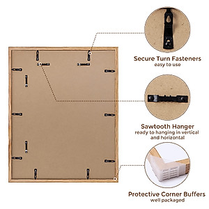 16x20 Picture Frame, 16 x 20 Solid Oak Wood Frame, Tempered Glass, 16x20 Picture Frame with Mat for 11x14, 16 by 20 Frame for Wall, 16x20 Wood Frames, 16x20 Matted Poster Frame, Natural Oak Color