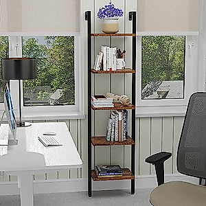 YMYNY Industrial 5+ 6-Tier Wall Mounted Bookcase with Metal Frame，HRF-TM018+HBC015H