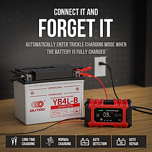 6-Amp Car Battery Charger, 12V Smart Automatic Battery Charger Maintainer Trickle Charger with Temperature Compensation for Car Truck Motorcycle Lawn Mower Boat Marine Lead Acid Batteries