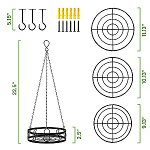 lanccona 3 PCS Plant Hanger Indoor Outdoor, Moon Phase Hanging Plant Holder with 3 Hooks, Hanging Plant Shelf for Boho Home Decor, Black (POTS NOT Included)
