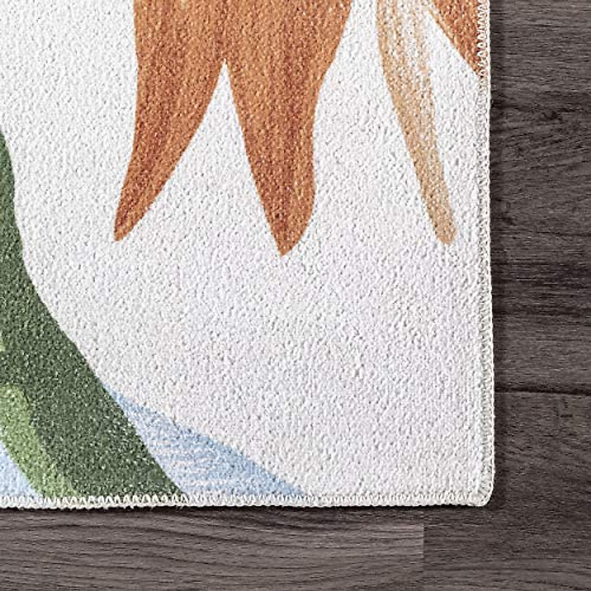 nuLOOM Nevaya Machine Washable Floral Leaves Ultra Thin Area Rug, 8' x 10', Green