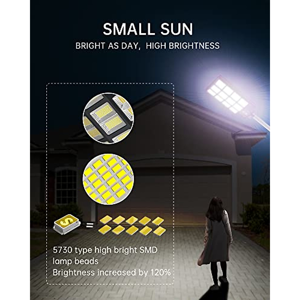 OKPRO Solar Street Lights Outdoor - 1200W Solar Parking Lot Lights, 7000K LED Solar Lights, Dusk to Dawn, Motion Sensor, Commercial Grade
