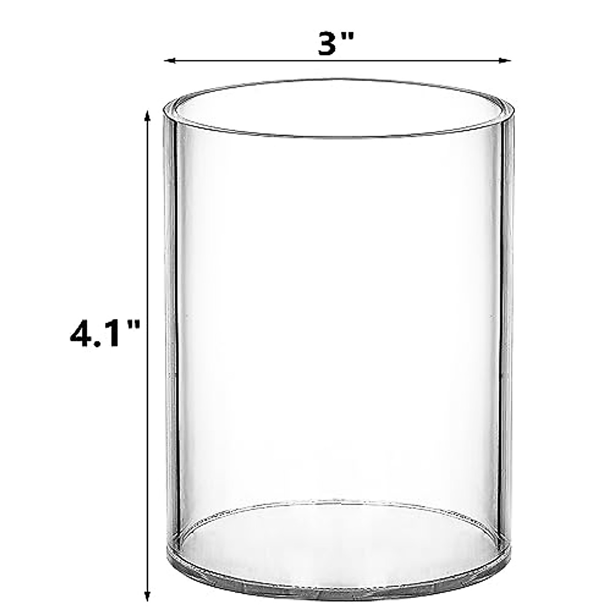 Peohud 4 Pack Acrylic Pen Holders, Clear Thick Pencil Cup, Round Makeup Brush Holder, Desktop Stationery Organizer for Desk Accessories Office School Home Supplies