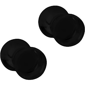 Forbidden Body Jewelry Set of 2G Black Acrylic Ear Gauges, 2 Gauge 6mm Solid Double Flared Saddle Plug Earrings