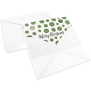 48 Pack of Christmas Winter Holiday Family Greeting Cards Green and Cream Merry Christmas Festive Designs Boxed with 48 Count White Envelopes Included 4.5 x 6.25 Inches
