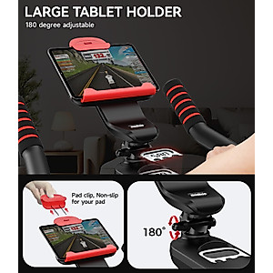 Pooboo Magnetic Exercise Bike Stationary, Indoor Cycling Bike with Built-In Bluetooth Sensor Compatible with Exercise bike apps& Ipad Mount, Comfortable seat and Slant Board, Silent Belt Drive, 350LBS