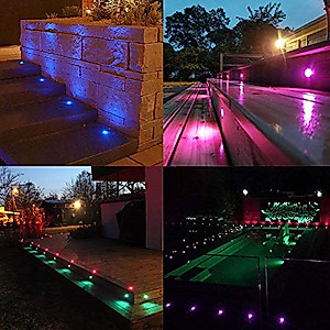 Lixada Recessed LED Deck Light 16 RGBW Colors/4 Lighting Modes Remote Control IP67 Waterproof LED in Ground Lights for Outdoor Yard Garden Stair Patio Pool Deck Kitchen -10Pack - RGBW Colors (30mm)