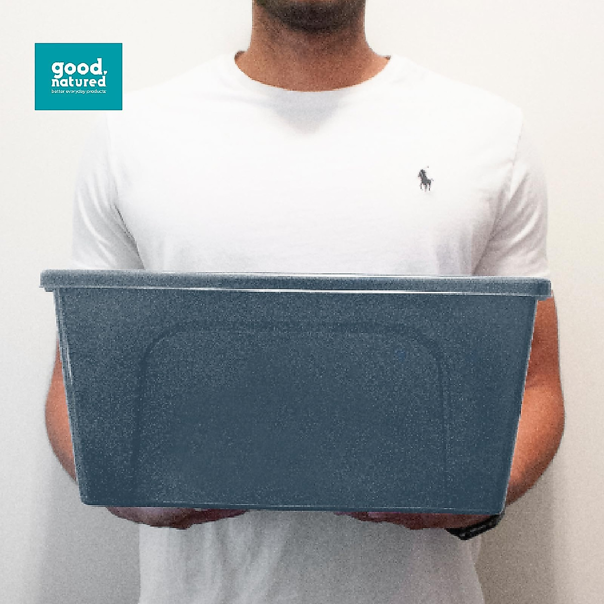 good natured Desktop Recycler, 3 Gallon / 11 Liter – Recycling Bin for Office Recycling Container - Plant Based, BPA-Free Small Storage Bin with Recycling Logo, Graphite