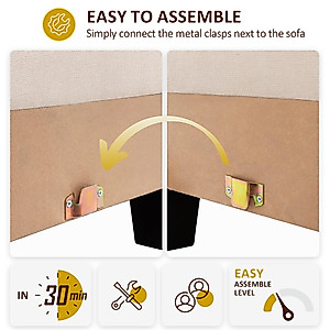 RoyalCraft Modular Sectional Sofa, Memory Foam, Button Tufted Designed, 3 Seats Sofa Couch for Living Room, Beige Velvet