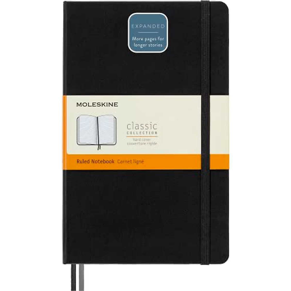 Moleskine Classic Expanded Notebook, Hard Cover, Large (5" x 8.25") Ruled/Lined, Black, 400 Pages