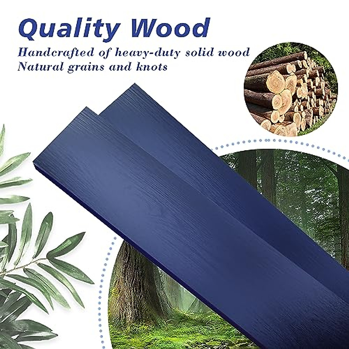 Habudda Floating Shelves, Wall Decor Wood Shelf for Bathroom Bedroom Kitchen Living Room Hanging Mounted Storage, Extra Long 35.5 Inch Set of 2, Wooden Rustic Navy Blue