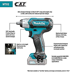 Makita WT02Z 12V Max CXT Impact Wrench, 3/8"